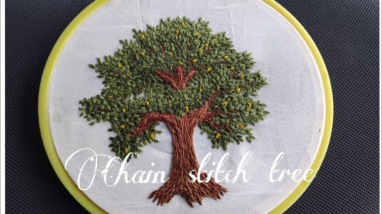 chain stitch tree hand embroidery || easy for beginer - YouTube