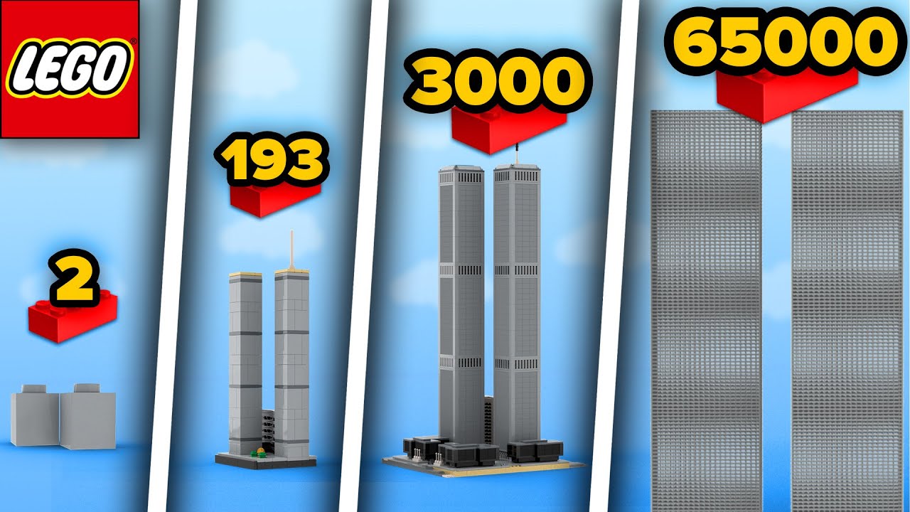 LEGO Twin Towers From 2 to 65,000 Parts | Comparison - YouTube