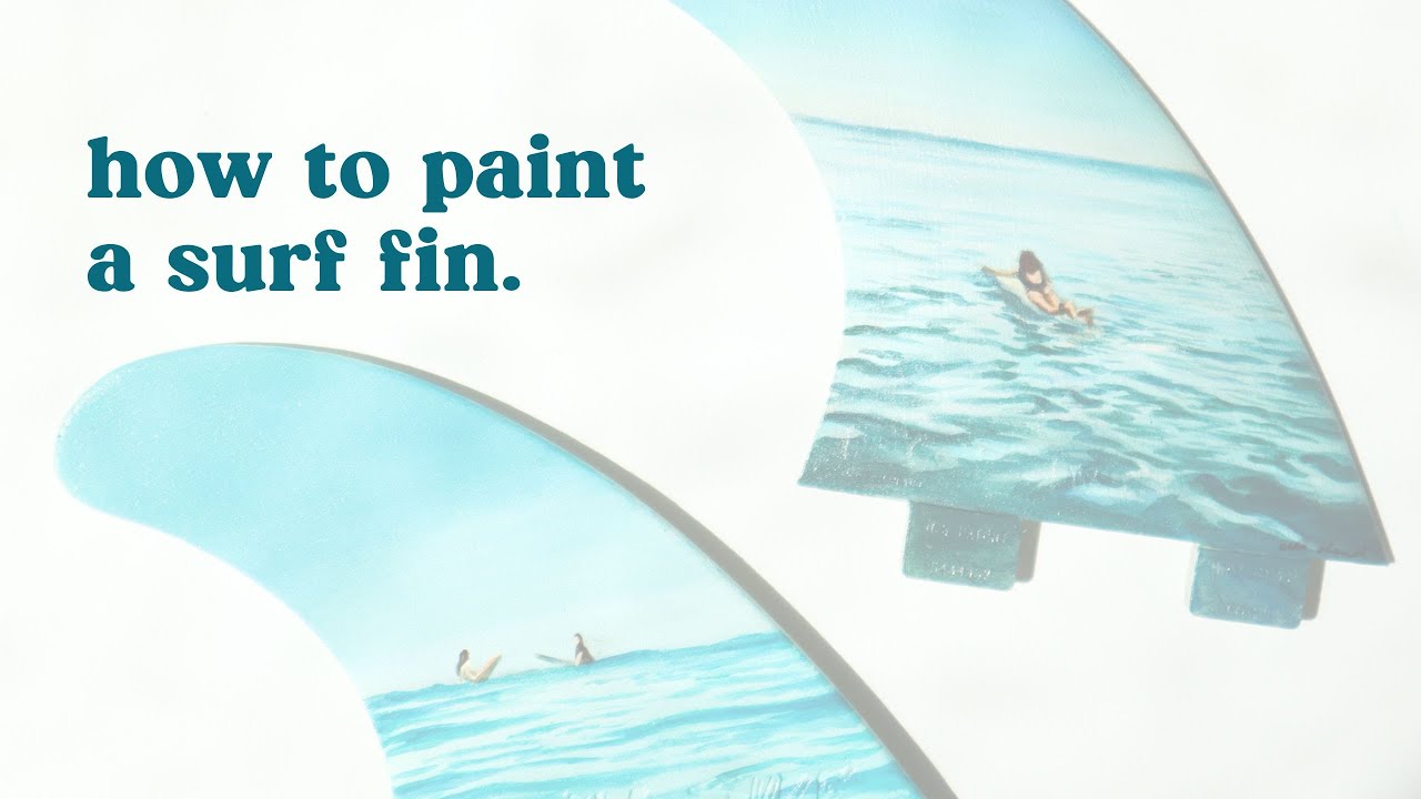 How to paint a surf fin. Ocean painting tutorial - YouTube