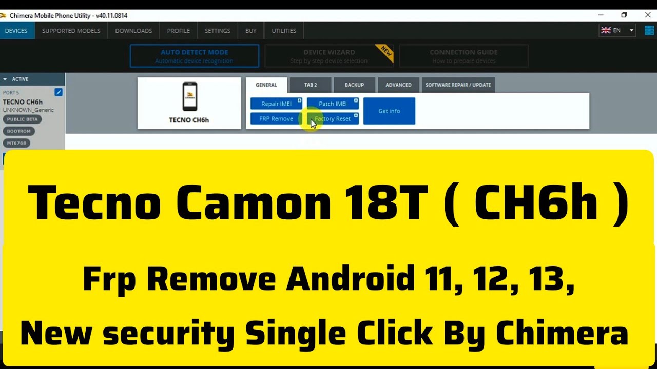 Tecno Camon 18T ( CH6h ) Frp Remove Android 11, 12,13 New Security ...