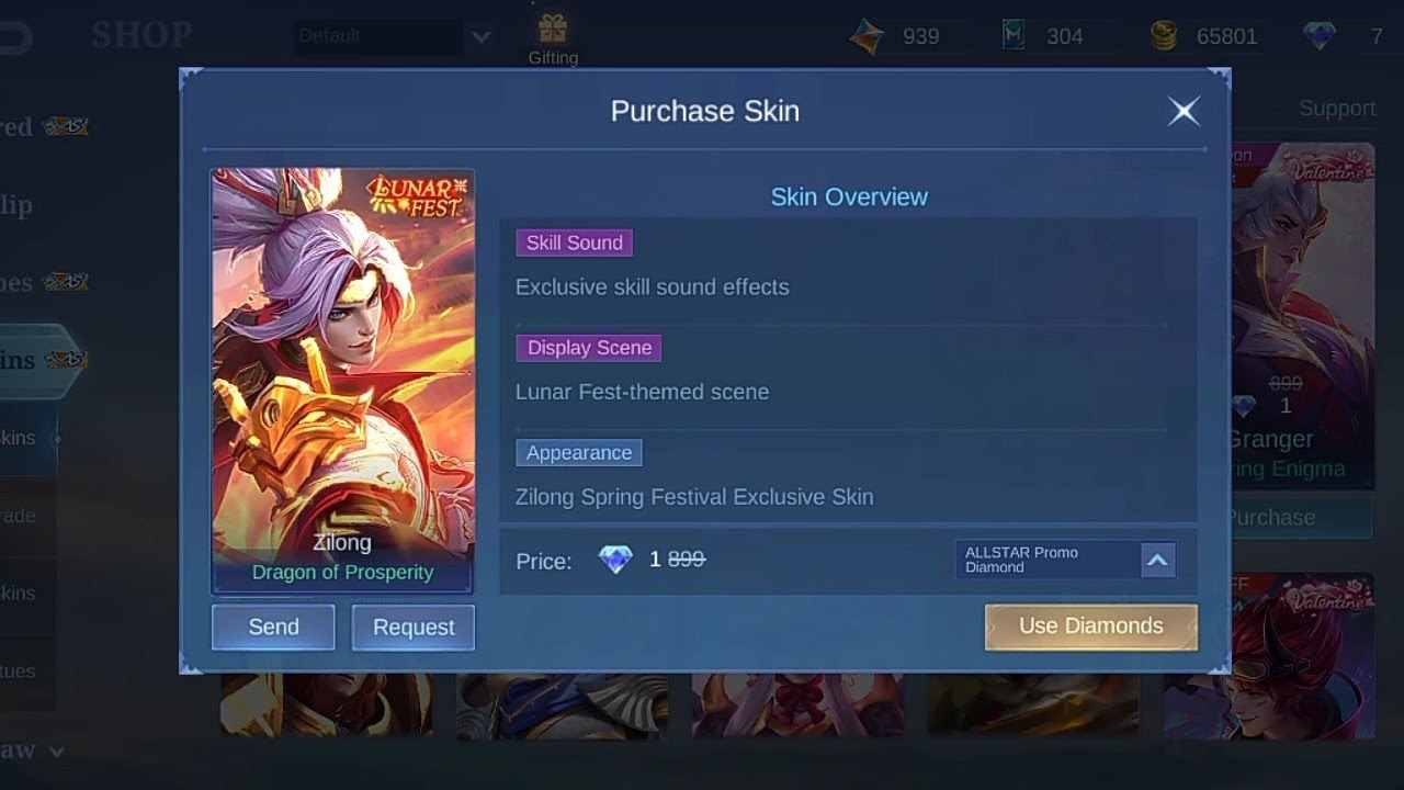 Zilong Lunar fest skin for 1 diamond? - YouTube