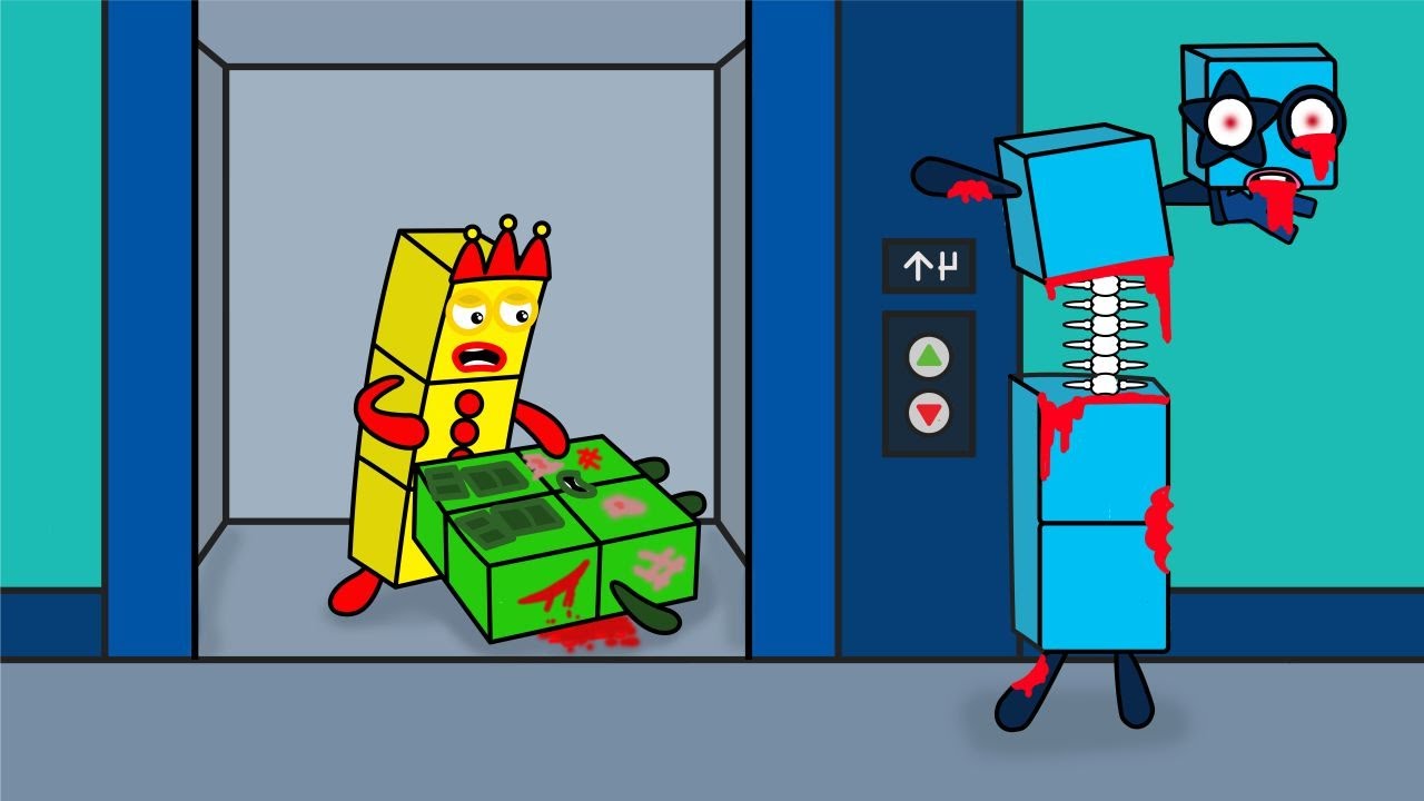 Help me...! Numberblocks 4 is killed in the lift by Zombie 5 ...