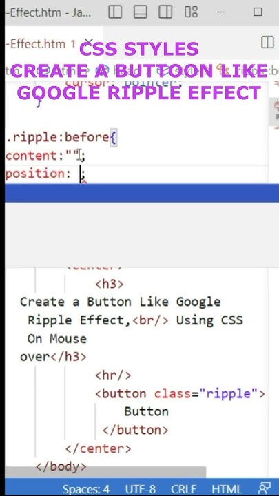 Apply css button ripple effect on mouse over css html -5 - YouTube