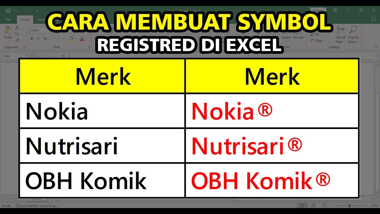 Cara Membuat Simbol Registred di Excel - YouTube