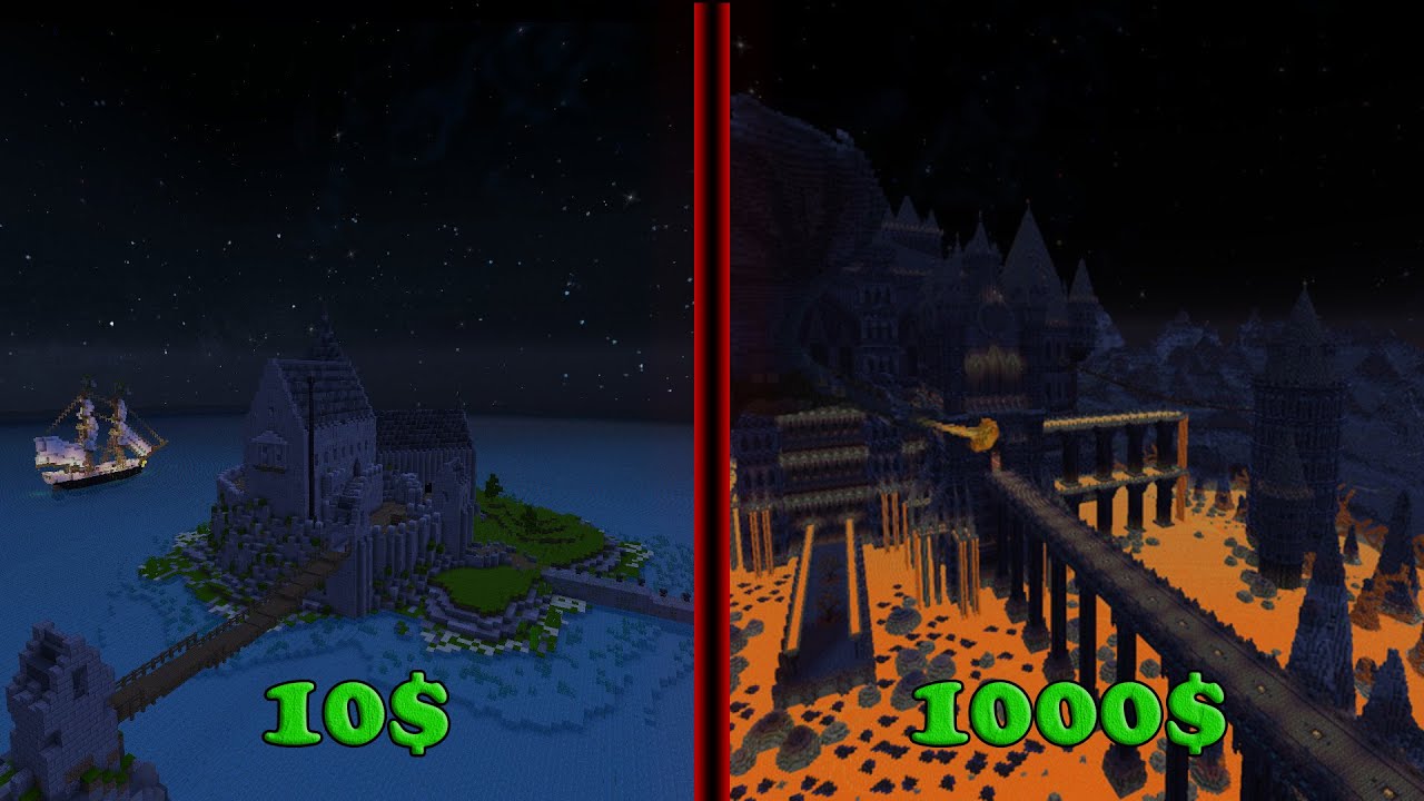 Castle for 10$ vs 100$ vs 1000$ - YouTube