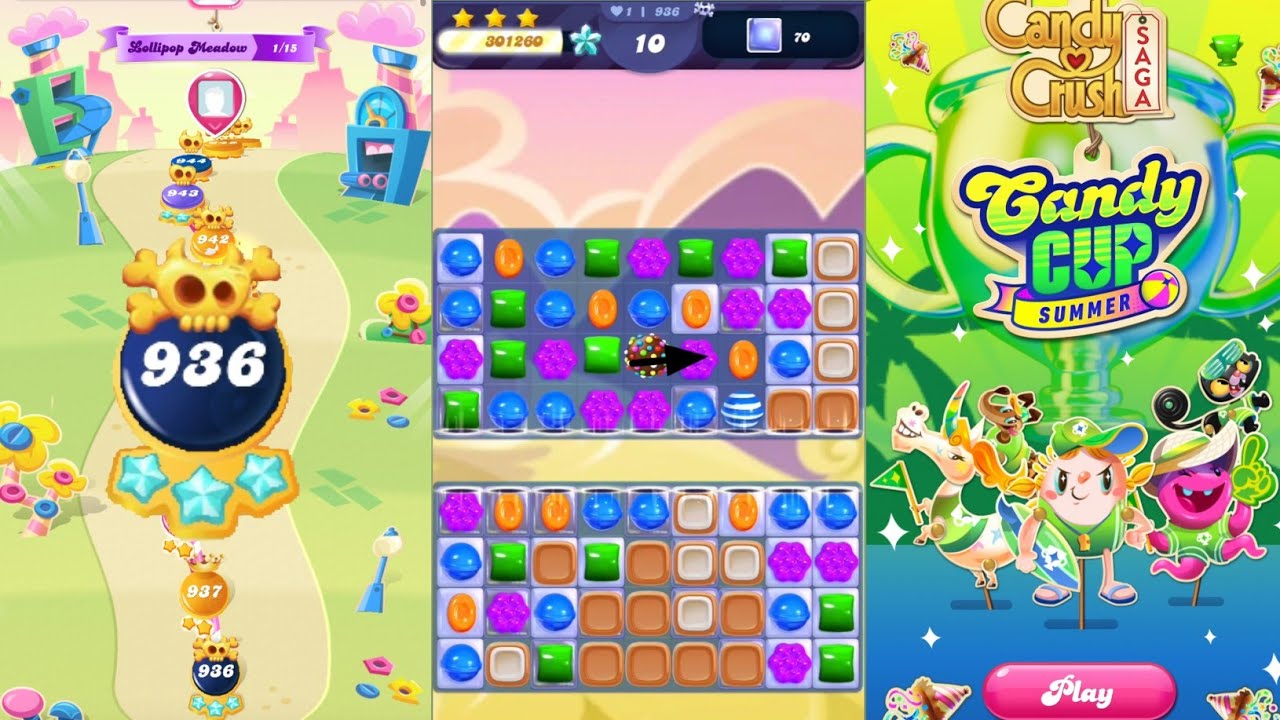 Candy crush saga level 936 । N Hard level। No boosters। Candy crush 936 ...