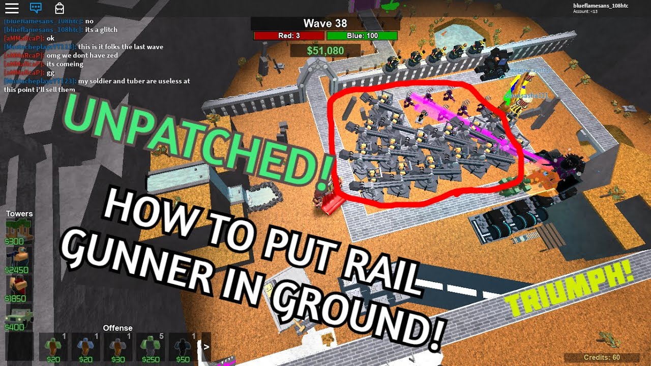 How To Put Rail gunner in ground!! or any tower cliffs on (Tower battles) ROBLOX GLITCH! 2019 ...