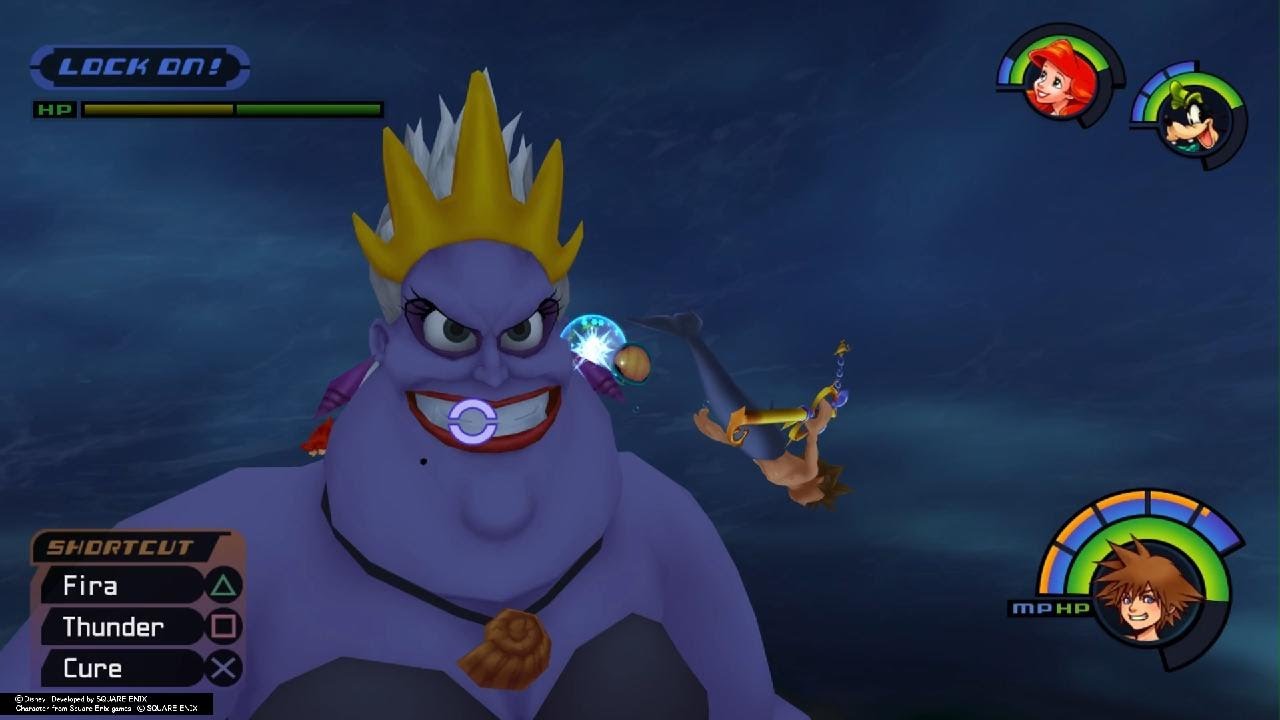 KINGDOM HEARTS FINAL MIX: Atlantica - Giant Ursula boss fight - YouTube