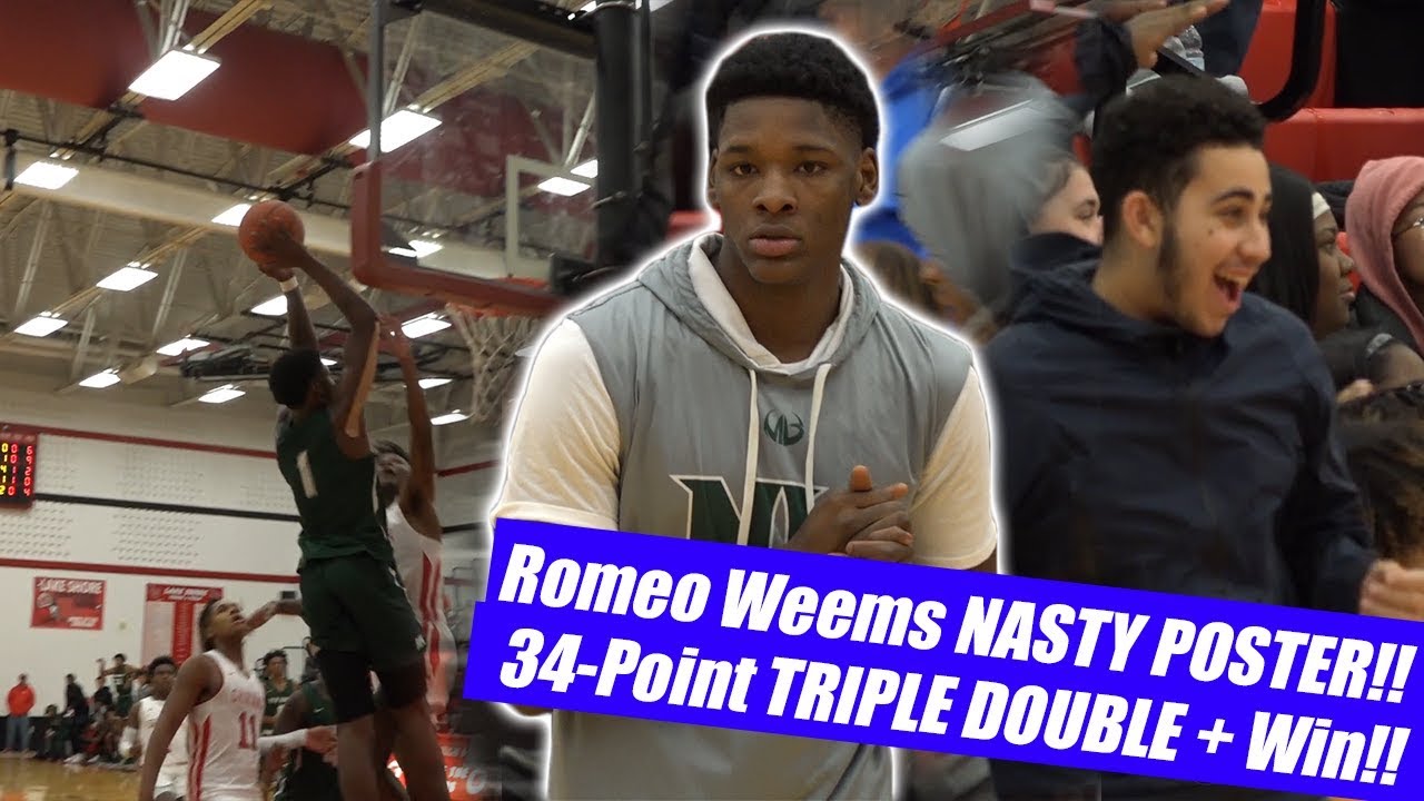 Romeo Weems CATCHES NASTY BODY!! Drops 34-point TRIPLE DOUBLE, DUNKS ...