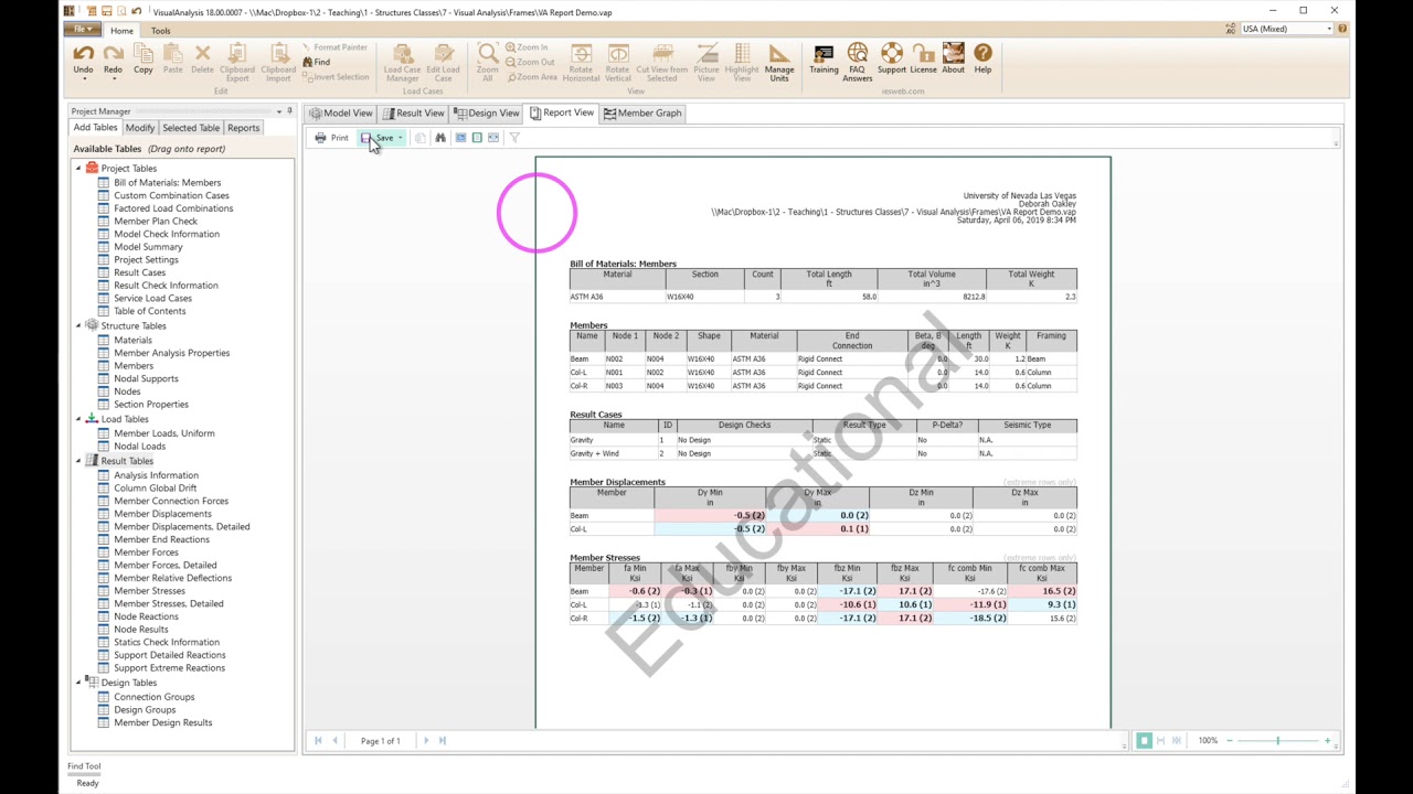 Setting Up an IES Visual Analysis Report Table - YouTube