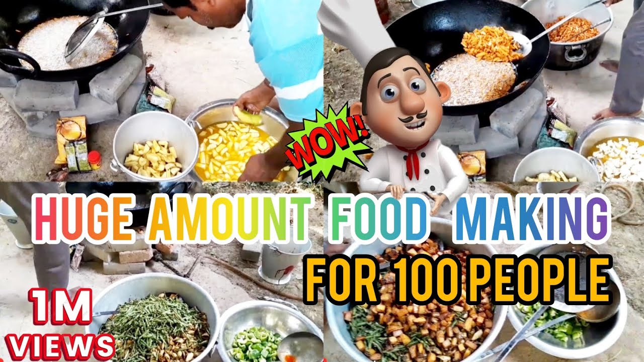HUGE AMOUNT OF COOKING FOR 100 PEOPLE | COOKING VIDEO | Mix veg recipe ...