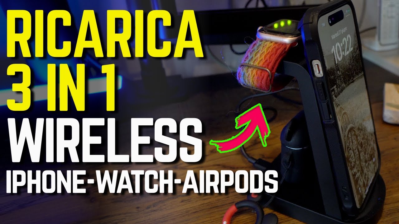 BASE RICARICA WIRELESS 3 in 1 per APPLE iPhone, Watch, AirPods e ...