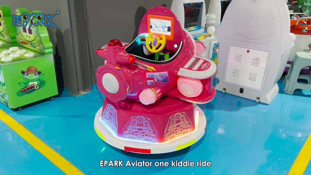EPARK Aviator one kiddie ride coin operated airplane kiddie ride - YouTube