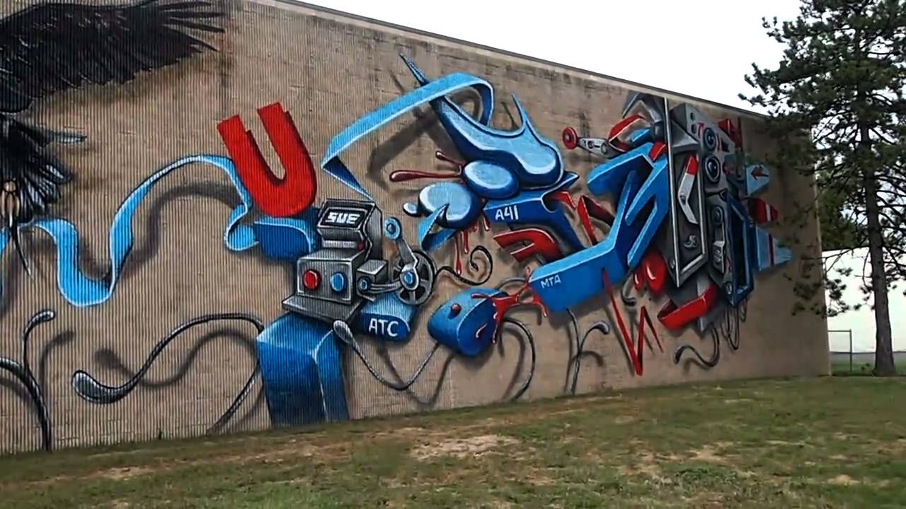 Mear and Sue ATC crew rock the biggest 3d graffiti mural in United ...
