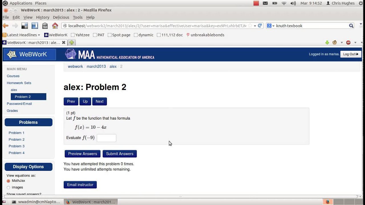 WeBWorK: show me another button - YouTube