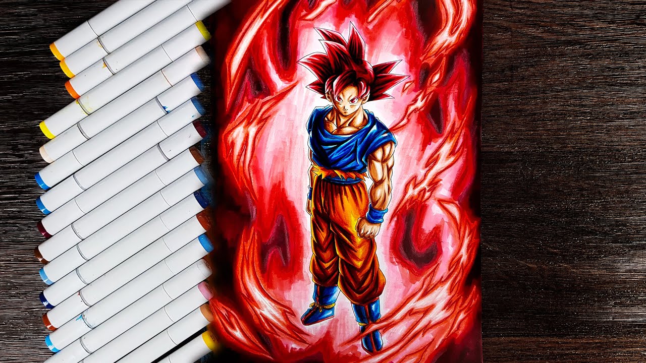 Drawing Goku Super Saiyan God Transcended Saiyan YouTube
