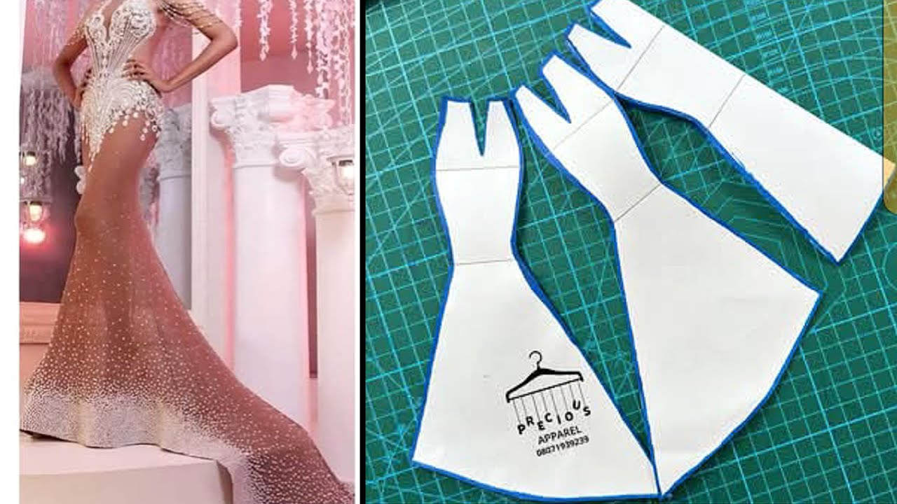 How to Draft and Sew a Cut together Mermaid Tail Gown in the Easiest ...