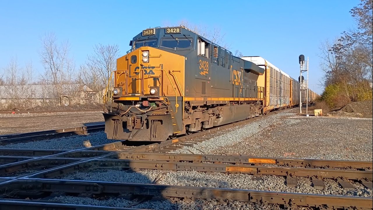 CSX westbound #2 - Auto rack train, Marion, Ohio, 11/23/2023 - YouTube