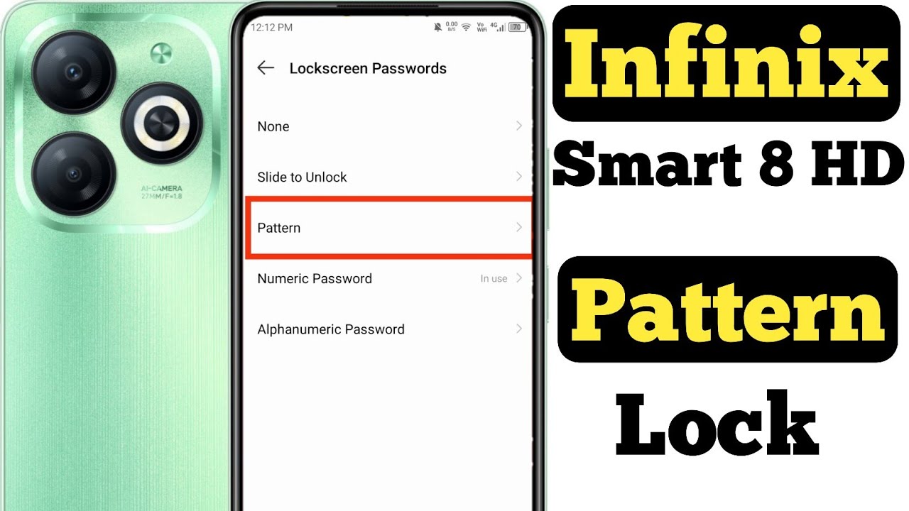 How to set pattern lock in Infinix Smart 8 HD || Infinix Smart 8 HD me ...
