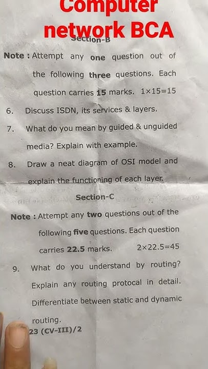 Computer network Question paper//BCA V sem 2021/#short #bcasolution #bca #computer # ...