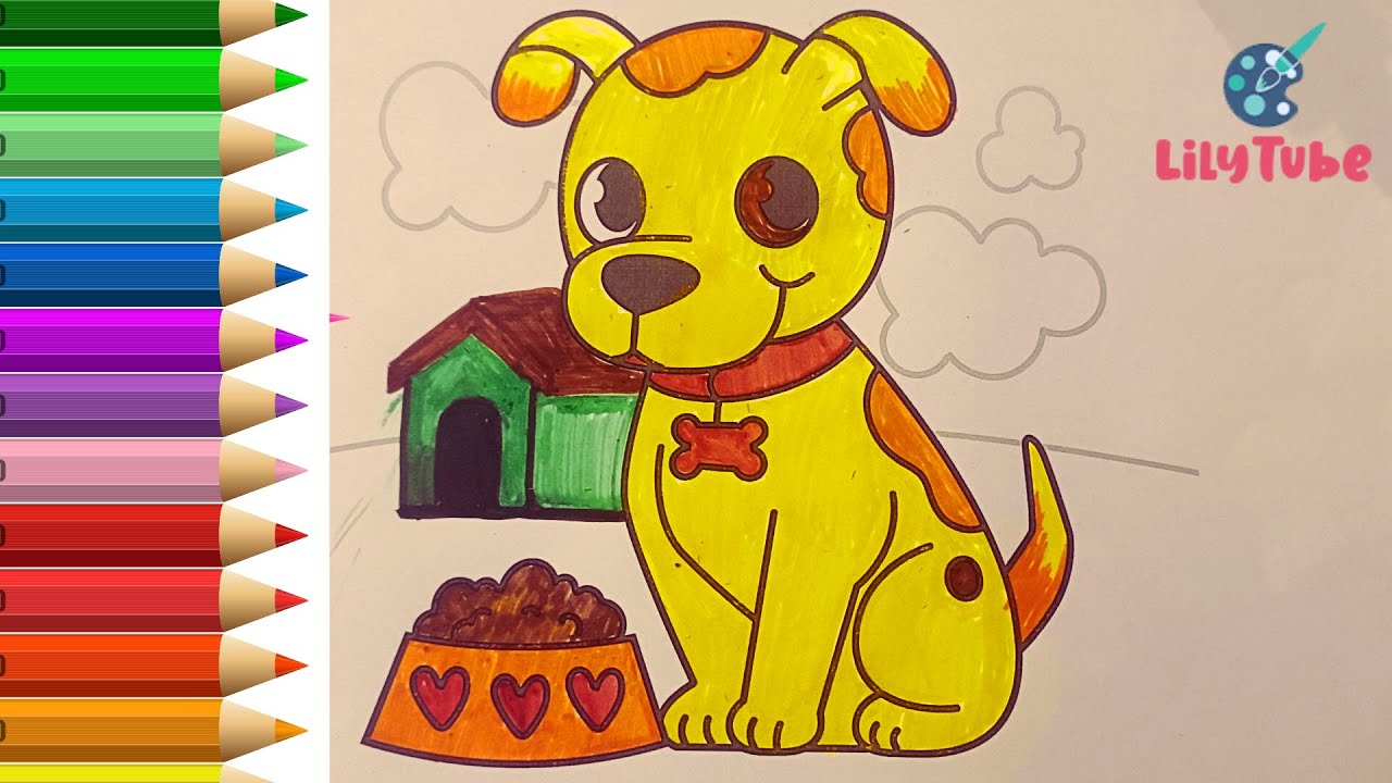 Coloring Dog Drawings For Kids | Enjoy | Learn | Color - YouTube
