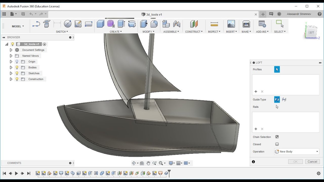Sailing boat modeling using Autodesk Fusion 360 - YouTube