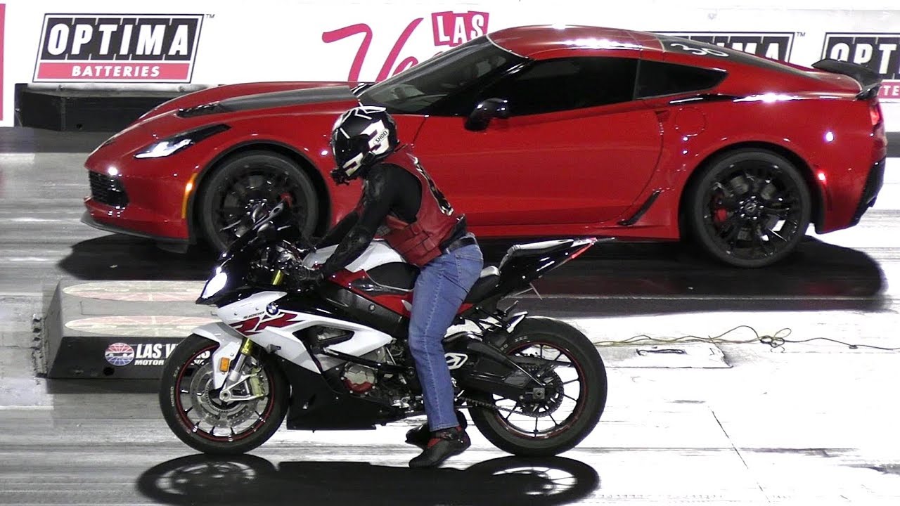 Bikes vs Cars - drag race - Redeye Hellcat,Z06 Corvette,Kawasaki Ninja ...