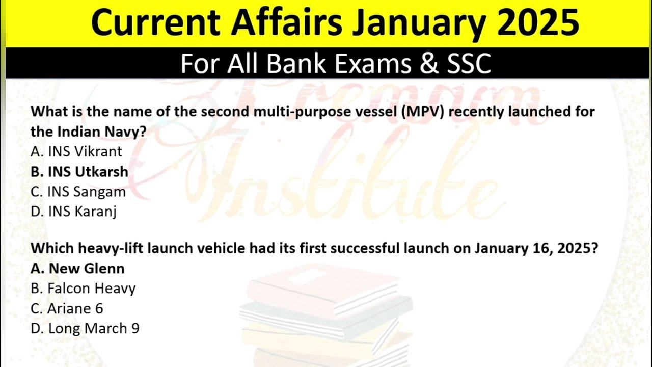 Current Affairs January 2025 || January 2025 Current Affairs MCQ Top ...
