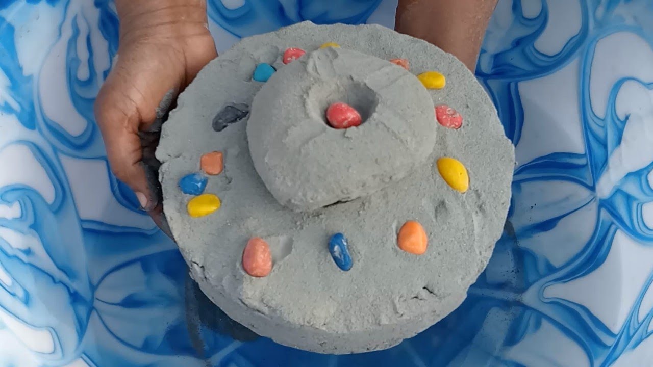 ASMR very soft sand and pure cement black dart paste play dipping ...
