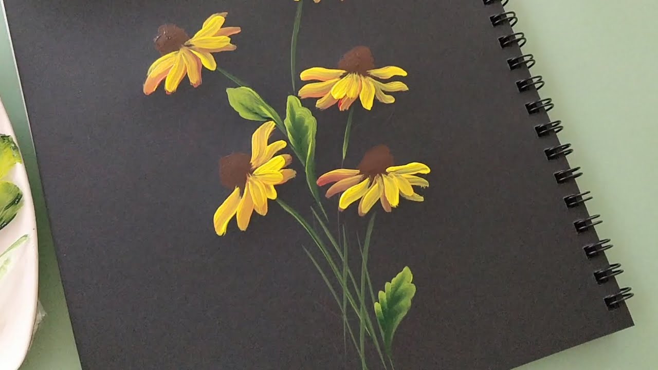 Simple One Stroke Painting | Easy flower painting ideas| beautiful ...