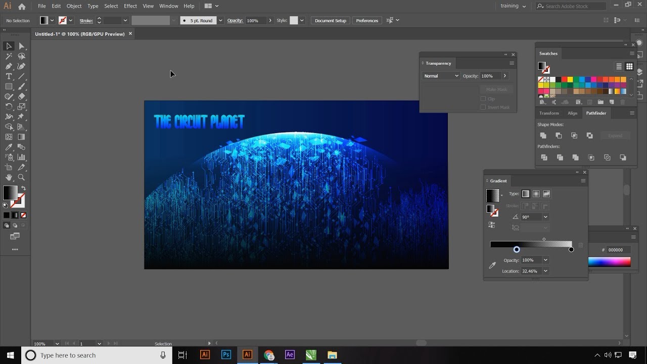 Create a Circuit Planet in Illustrator CC 2019 - YouTube