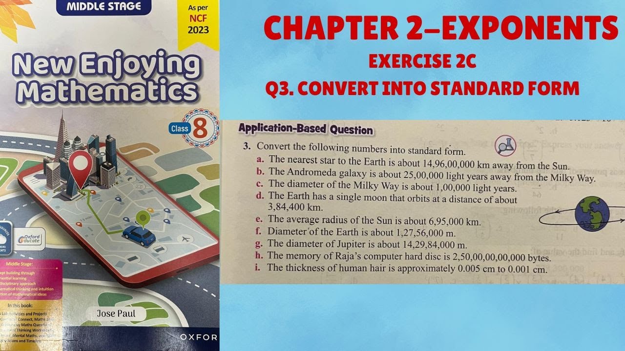 Ex 2 C (Q3. Convert nos into standard form). Chp 2 Exponents. Class 8 ...