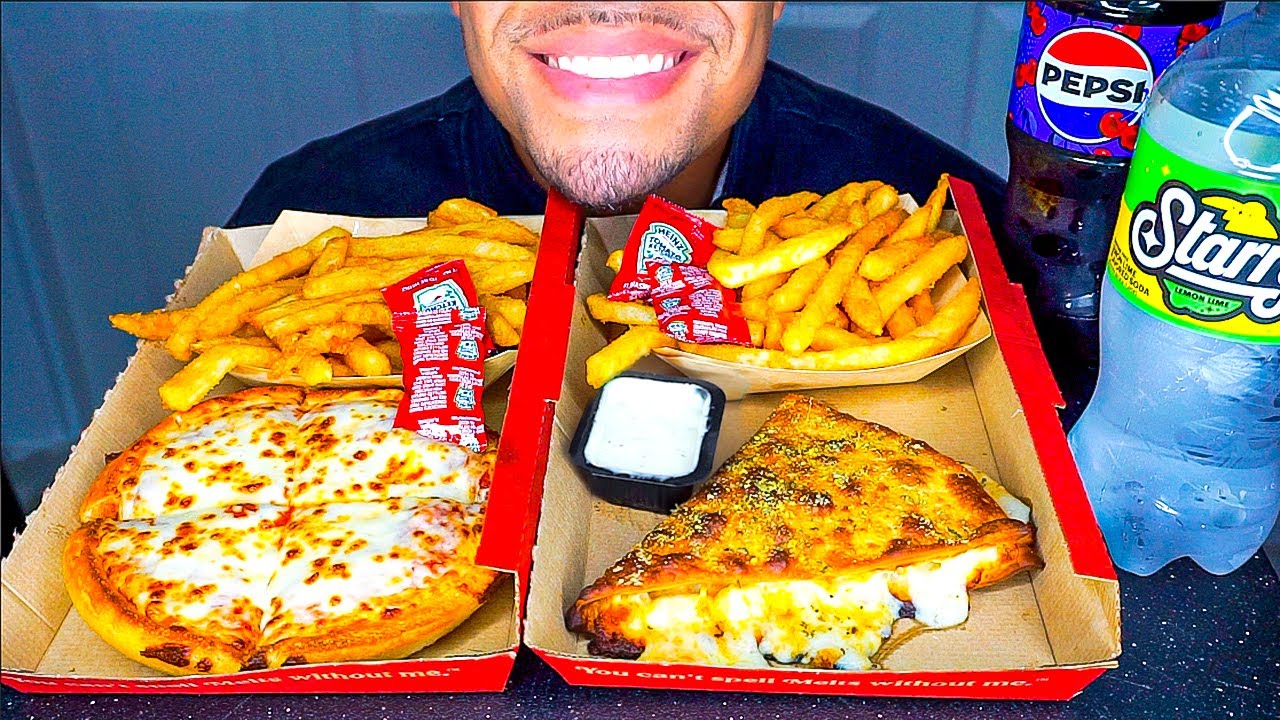 ASMR Pizza Hut Melts Fries Cheese Pizza Ranch Sauce Pepsi Cherry Starry ...