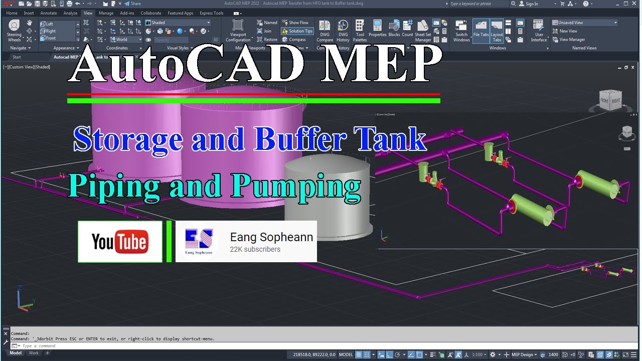AutoCAD MEP, Transfer Oil From Storage to Buffer Tank, Piping - YouTube