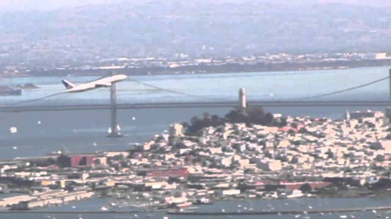 San Francisco flight 50 feet above the waterfront, Alcatraz, Fisherman ...