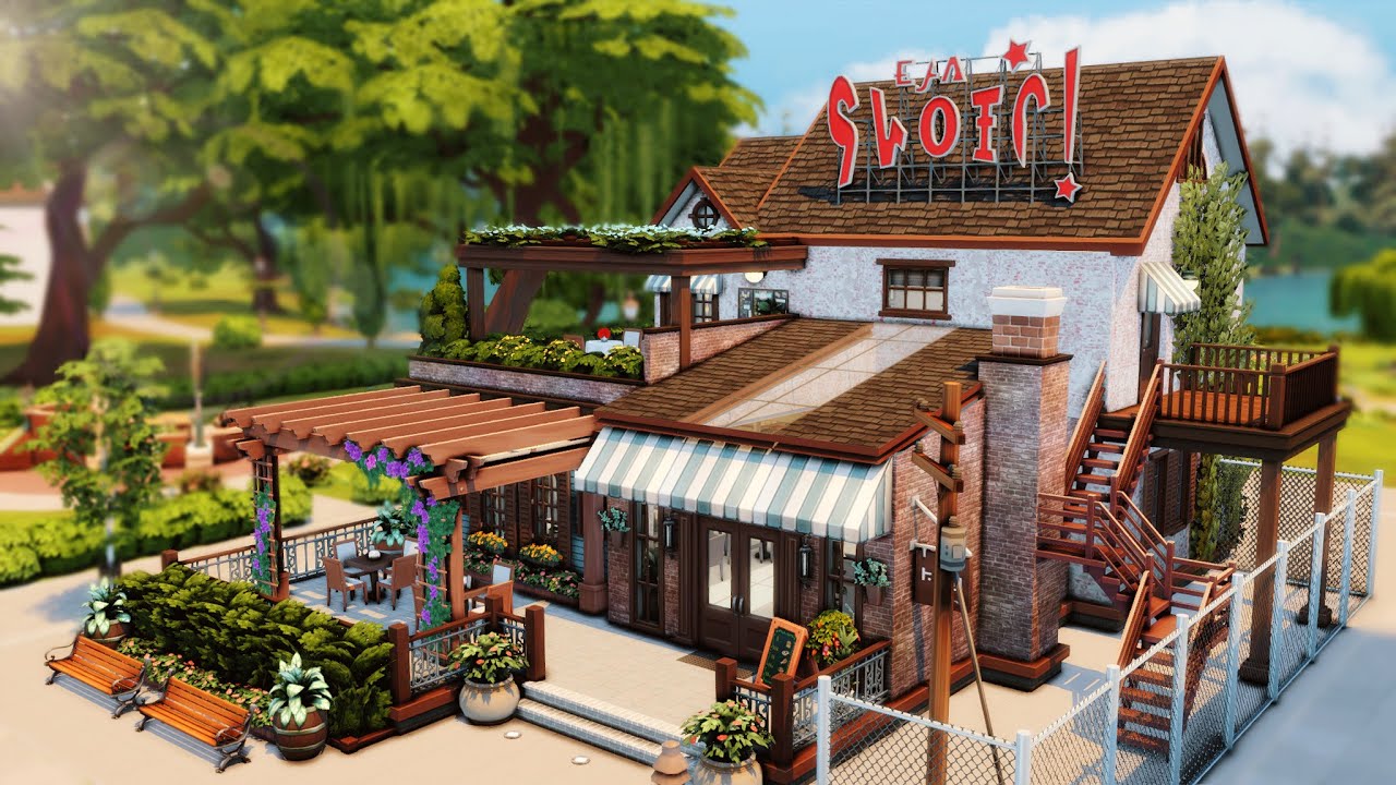 Restaurant 🧁 with Apartment | Base Game + Dine Out | The Sims 4 - Stop ...