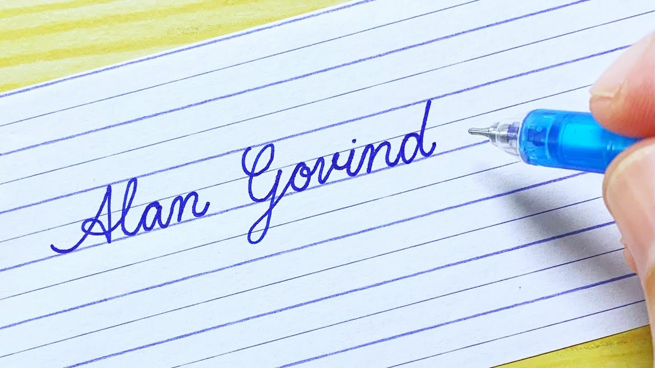 “Alan Govind” name in cursive writing - YouTube