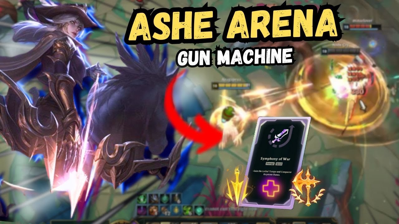 Ashe Arena 2v2v2v2 Crazy Attack Speed Become a Gun Machine with Lethal ...