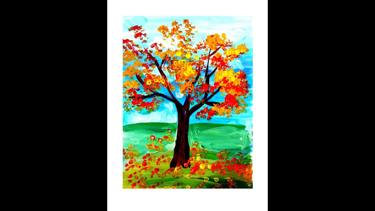 Copac de toamnă. Pictură pentru începători/Autumn tree. Painting for ...