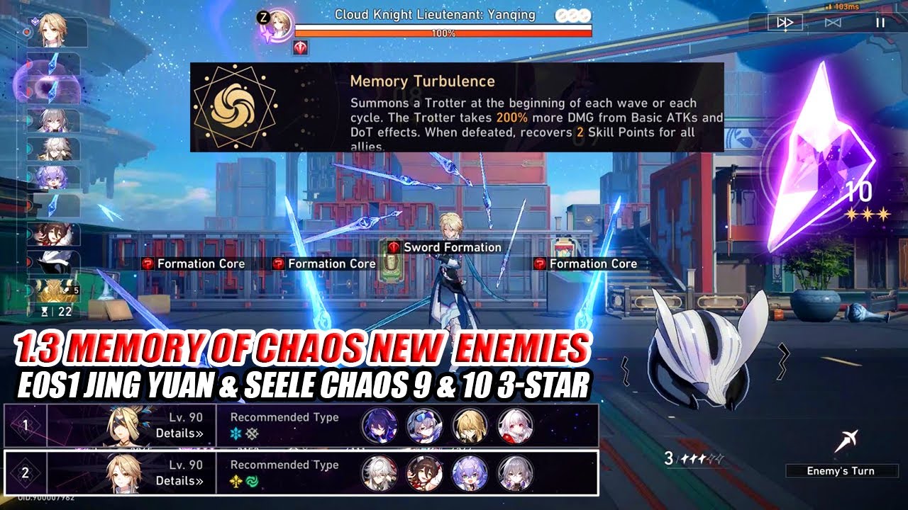 HSR 1.3 Memory of Chaos New Enemies - E0S1 Jing Yuan & Seele Chaos 9 ...
