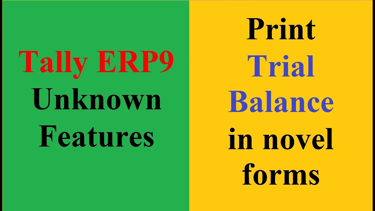 Trial Balance Printing in Tally ERP9 | Trial Balance Printing ...
