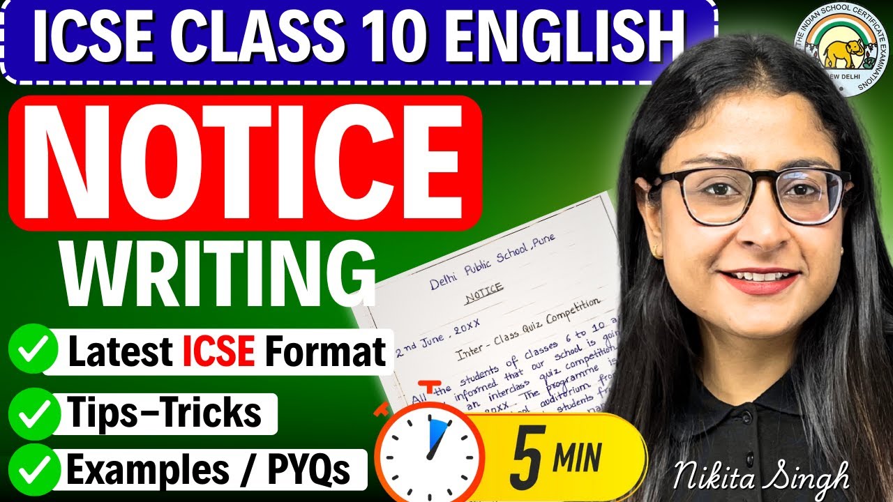 ICSE Class 10 English 🔥 Notice Writing 🔥 Latest Format + Tips & Tricks ...
