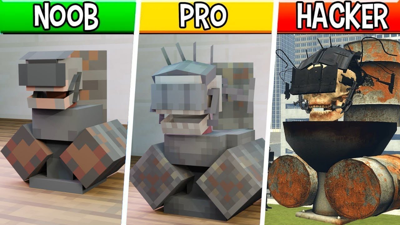 MINECRAFT Skeleton Skibidi Toilet : Noob, Pro, HACKER! / (Skibidi ...