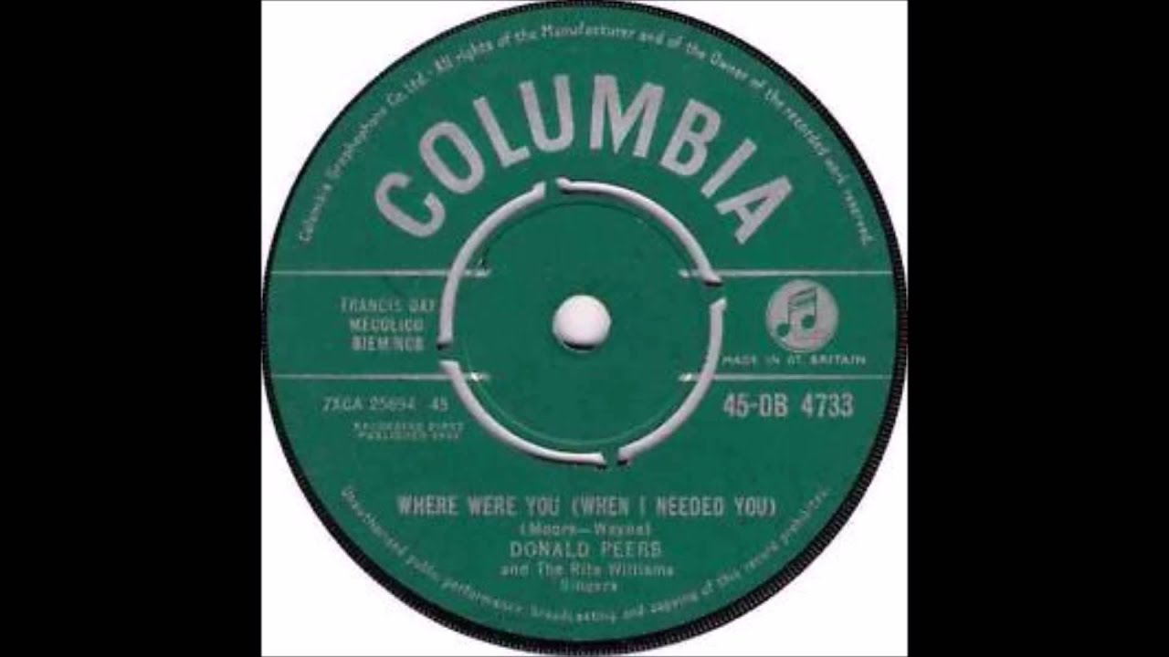Donald Peers - Where Were You (When I Needed You) - 1961 - 45 RPM - YouTube