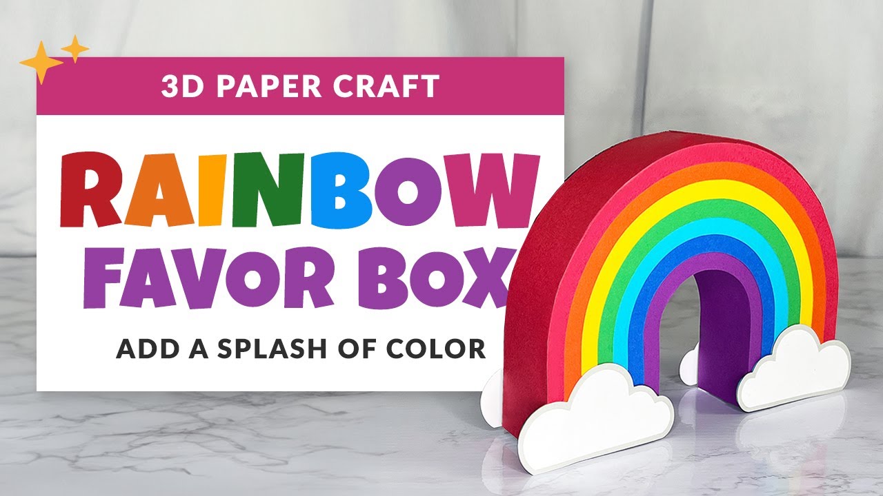 Create a 3D Rainbow Favor Box | DIY Paper Rainbow Gift Box SVG Template ...