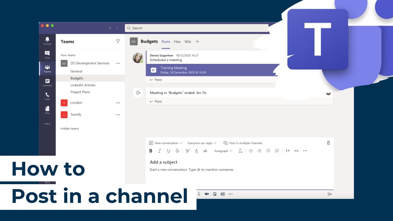 How to | Microsoft Teams | Post in a channel - YouTube