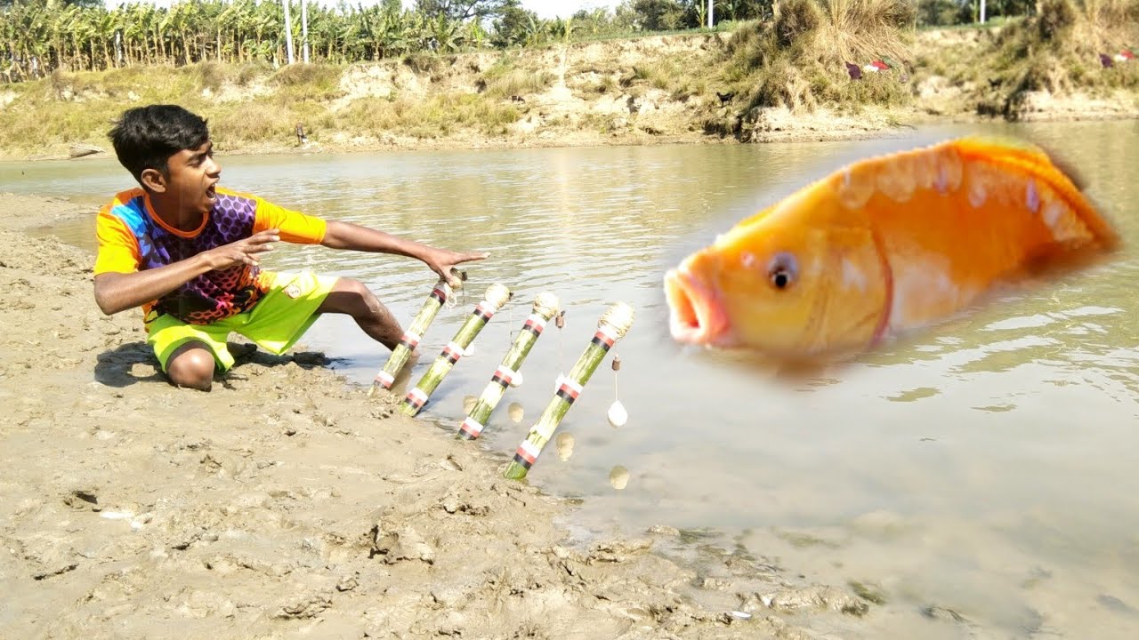 Amazing Unique Hook Fishing Technique Form River || Village Boy Hunting ...