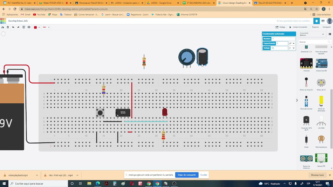 TEMPORIZADOR VARIABLE CON EL 555 ARMADO EN EL TINKERCAD - YouTube