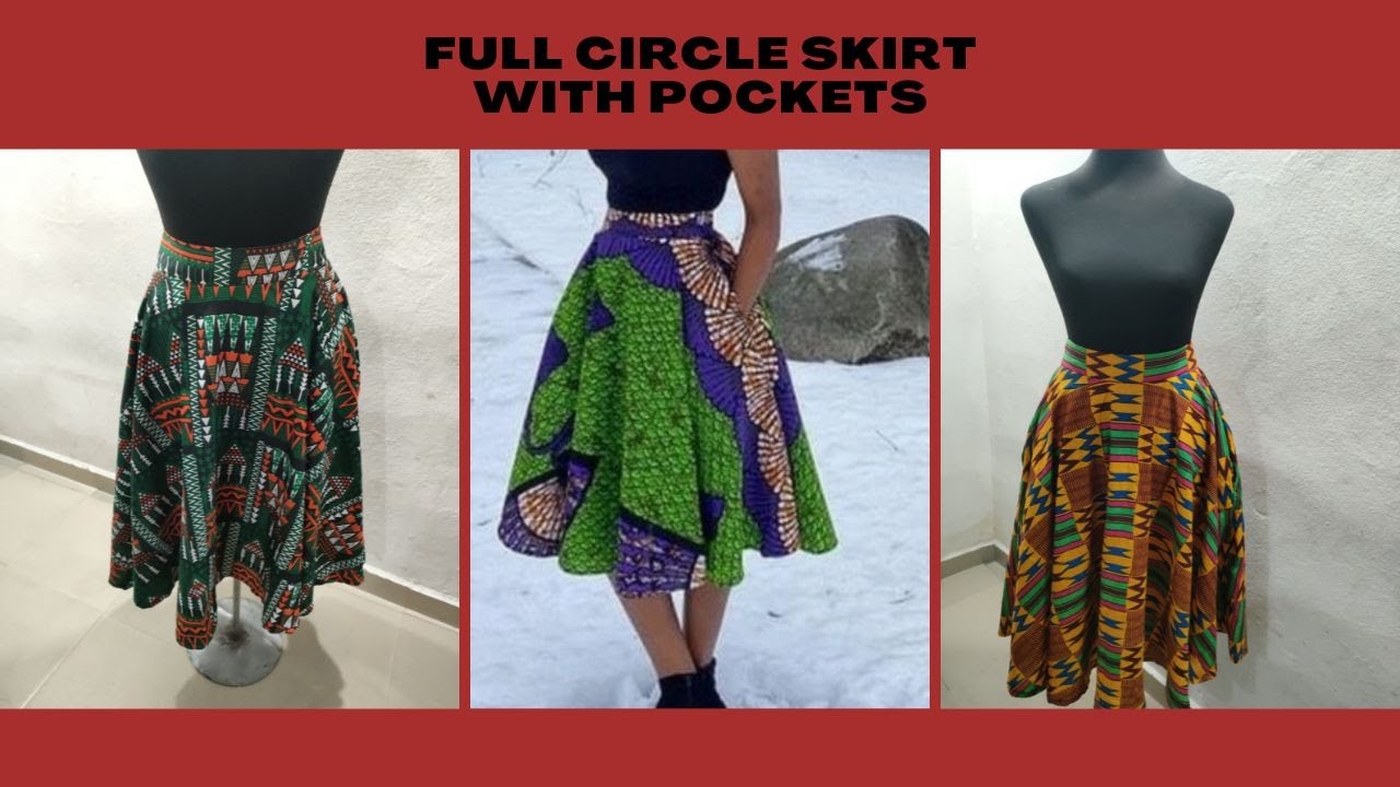How to Cut and Sew a full Circle Skirt with Pockets(360 degrees flare ...