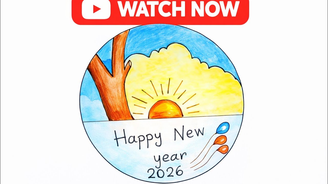 Happy new year 2026 drawing | Easy drawing | New year 2026 drawing ...